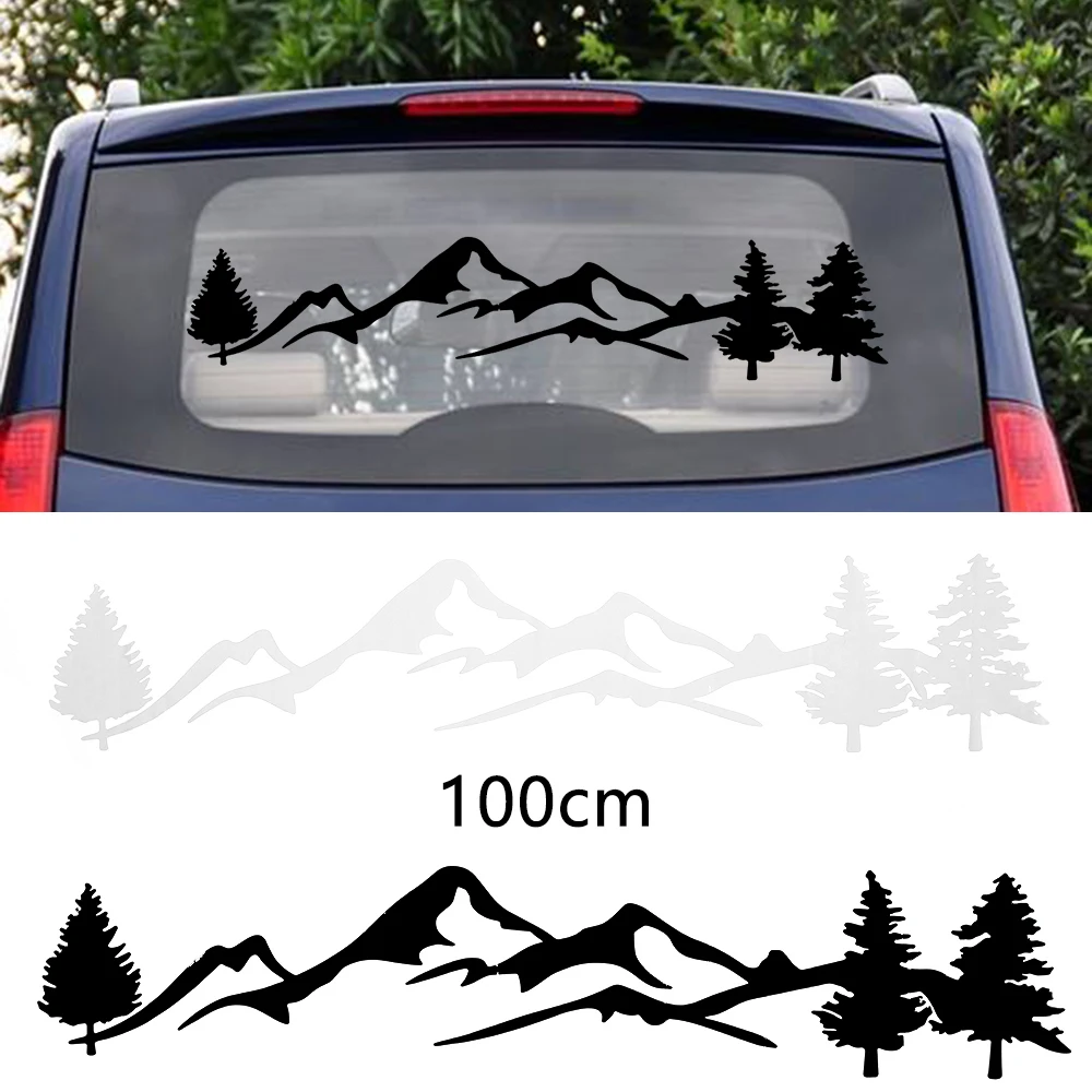 1Pc Tree Mountain Car Decor PET Sticker Waterproof Auto Decal For SUV ...