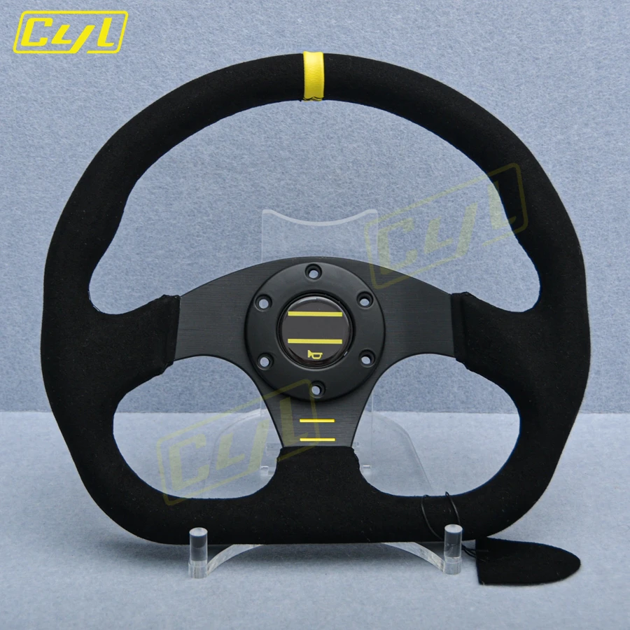 JDM-Universal-13inch-320mm-D-Shape-Steering-Wheel-Suede-Leather-Racing ...