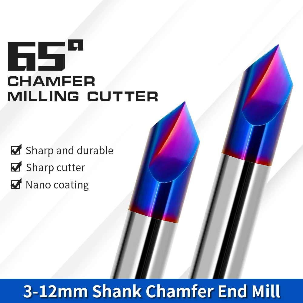 HRC65-Chamfer-Milling-Cutter-3-12mm-90-Degree-Carbide-End-Mill-CNC ...