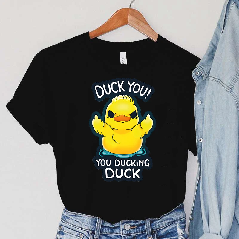 Cartoon-DUCK-T-Shirts-Women-s-Animals-Clothing-DUCK-YOU-YOU-DUCKING ...