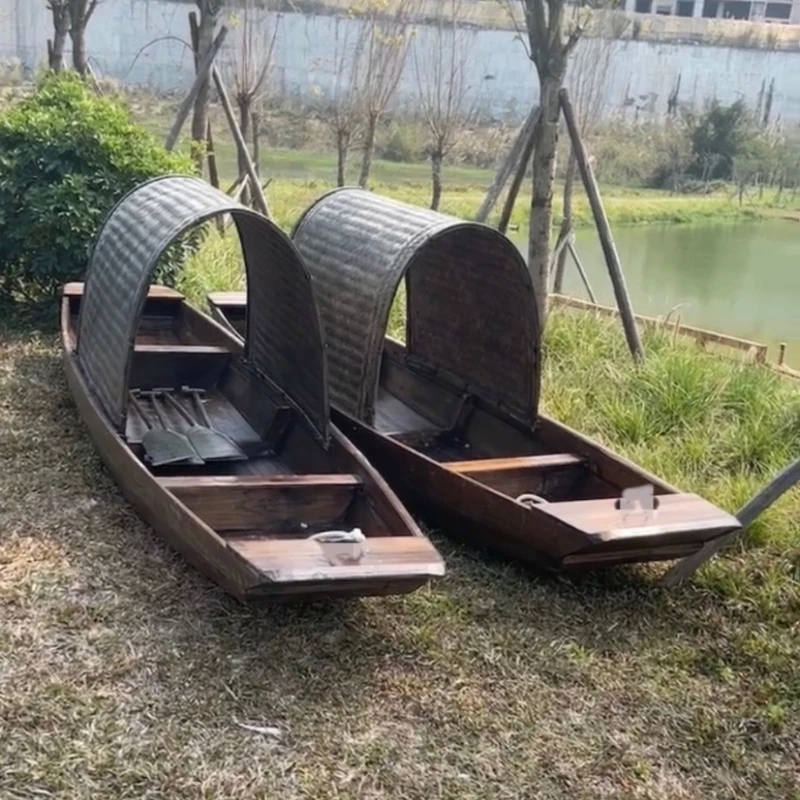 Antique-Wooden-Boat-Outdoor-Real-Wooden-Boat-Water-Sightseeing-Dining ...