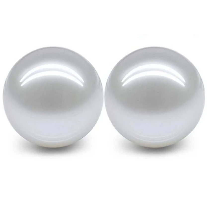 Pair Of Huge Size 16-17mm Natural Sea Genuine White Round Jewelry Loose ...