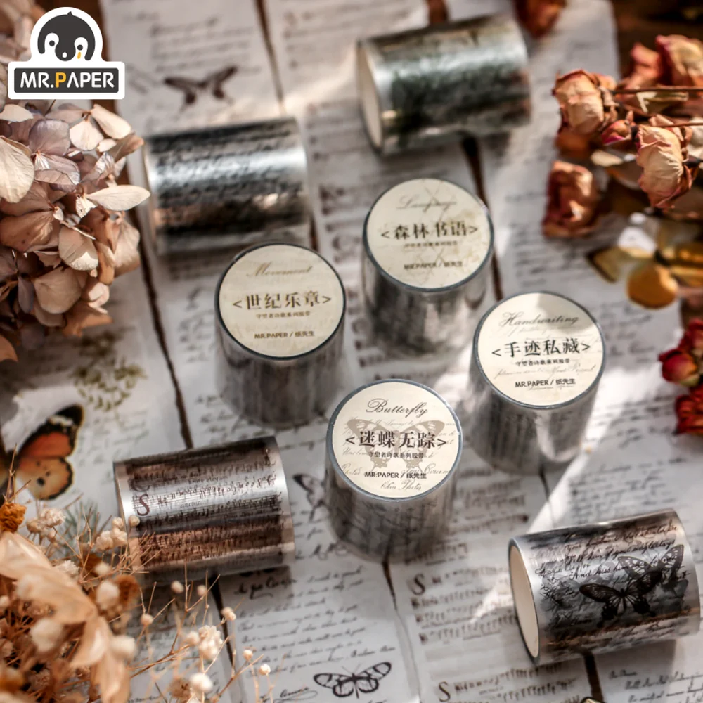 Mr-Paper-rollo-de-cinta-Vintage-de-PVC-transparente-impermeable-ingl-s ...