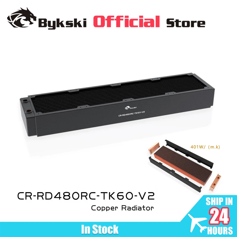 BYKSKI 480mm Copper Radiator 60mm Thickness for 12cm Fan PC Water ...