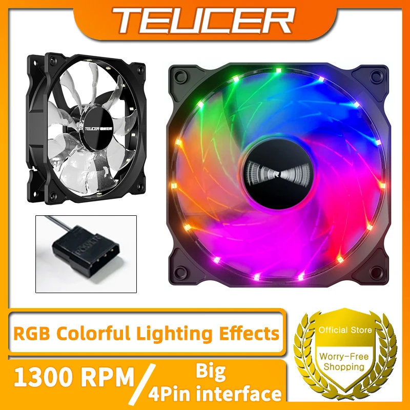TEUCER-120mm-Cooling-Fan-RGB-Vortex-Light-Effects-12V-Big-4Pin ...