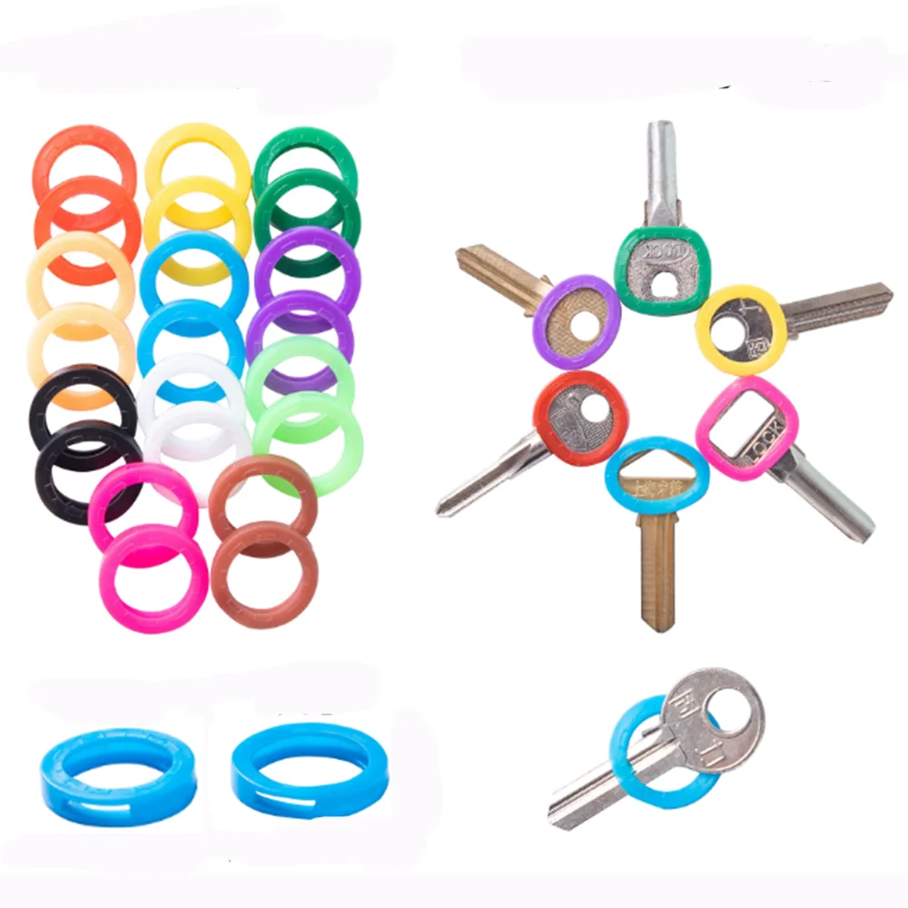 24pcs Color Key Sleeve Mixed Color Soft Silicone Elastic Key Ring DIY ...
