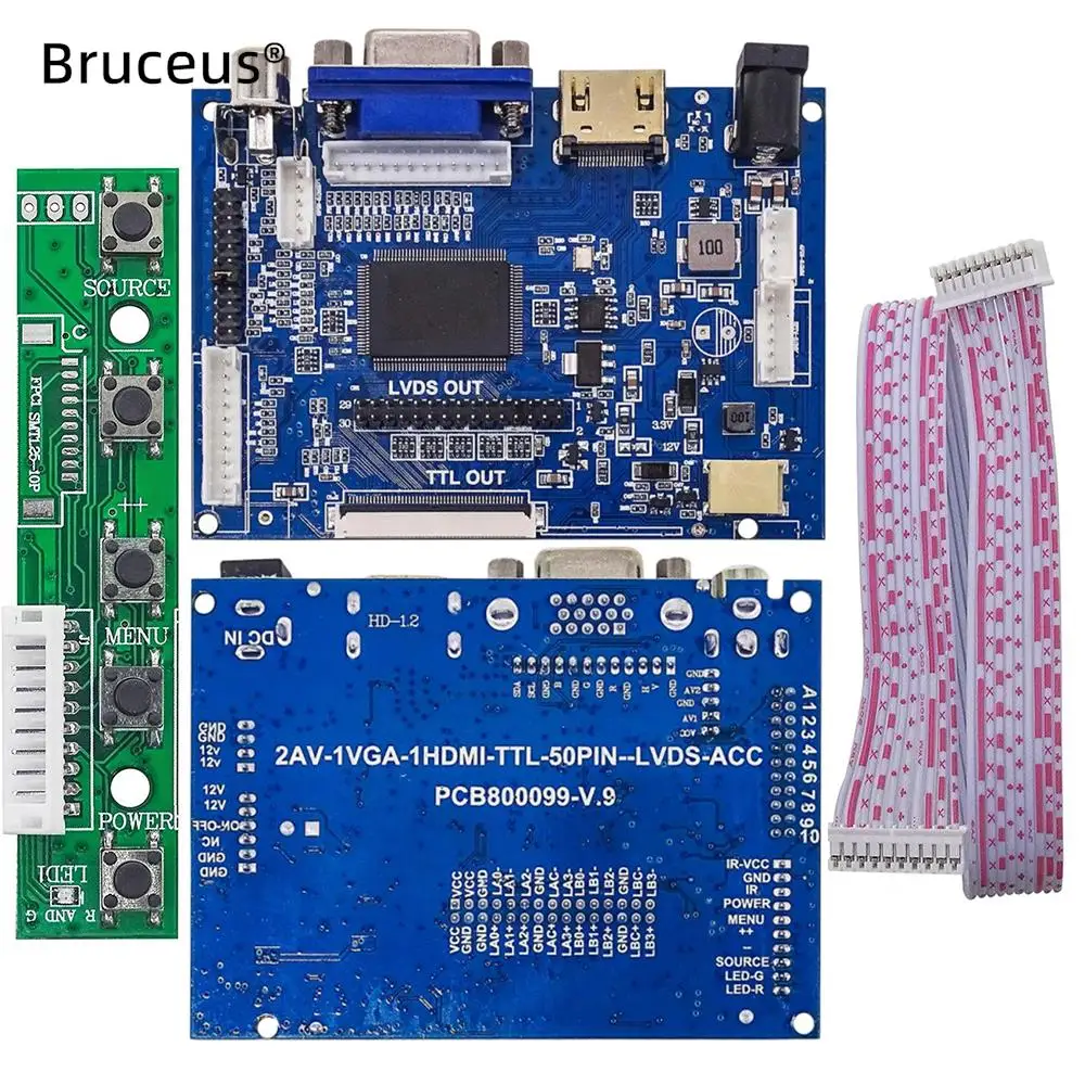 TTL-LVDS-2AV-50PIN-HDMI-VGA-LCD-Display-Controller-Board-For-AT070TN90 ...
