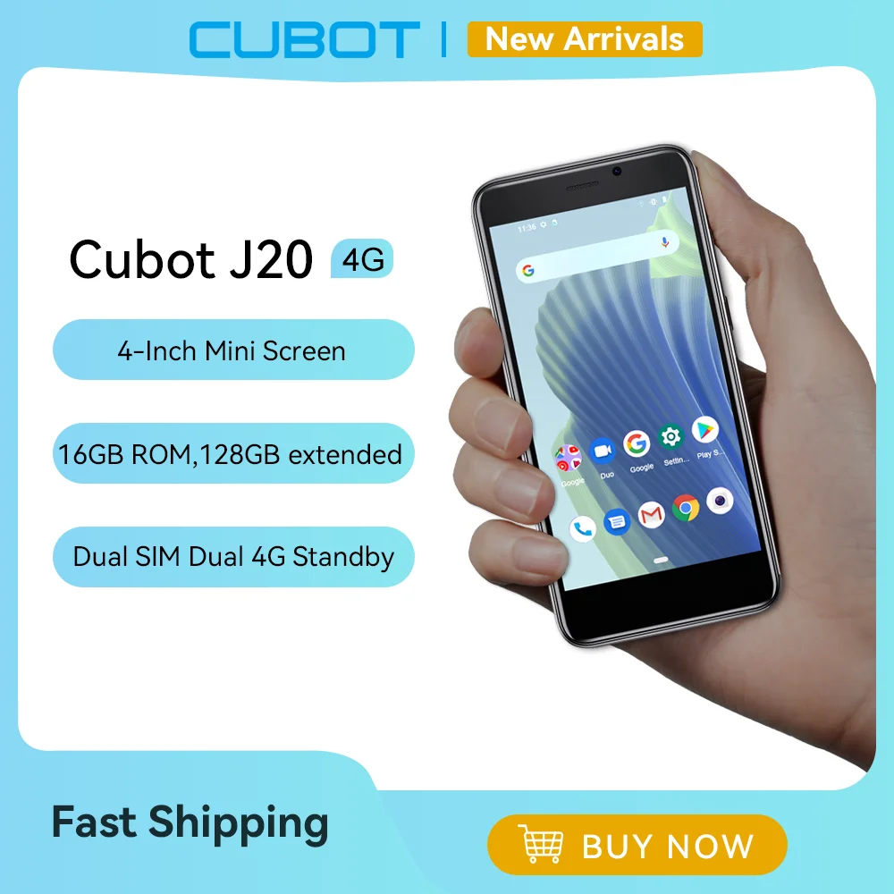 Cubot J20, 4-Inch Mini Smartphone, 16GB ROM (128GB Extended), Dual SIM ...