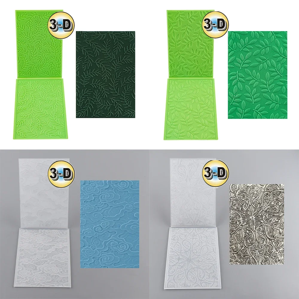 Scratches-Clouds-Leaves-Pattern-3D-Embossed-Relief-Folder-For-Adding ...