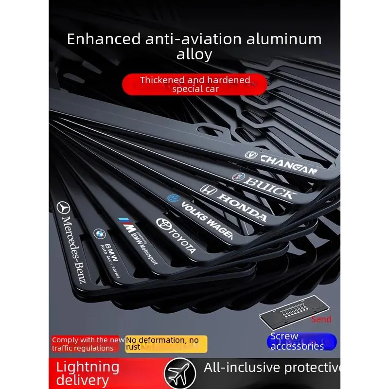 Thickened-Aluminum-Alloy-License-Plate-Frame-Stainless-Steel-Car-Plate ...