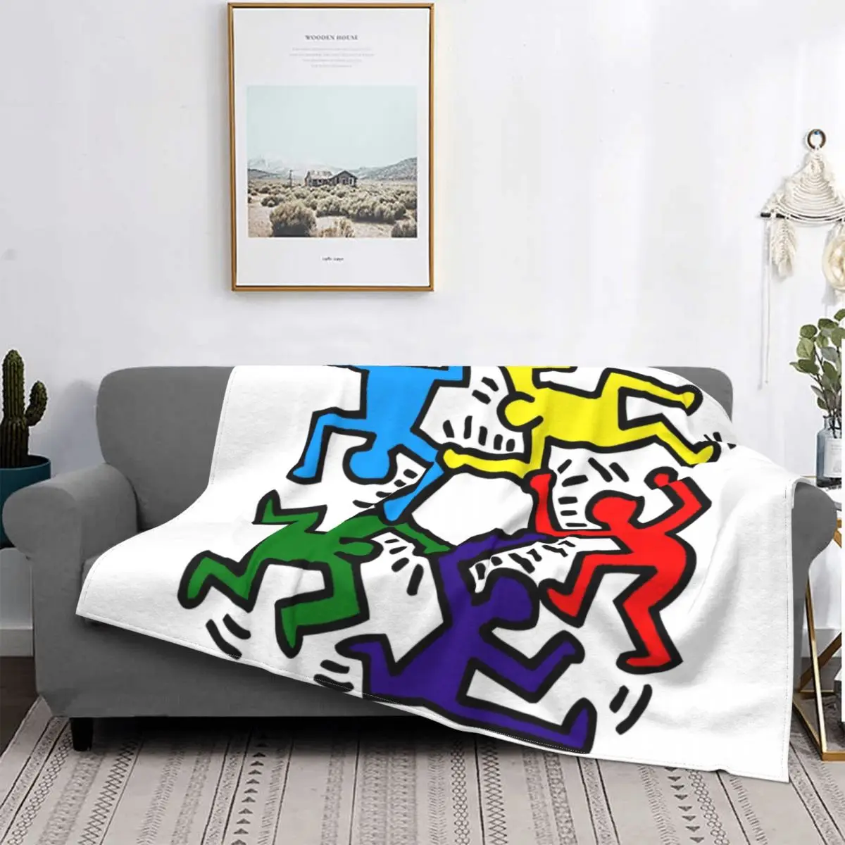 Fleece-Funny-Graffiti-Figures-Throw-Blanket-Flannel-Geometric-Haring ...
