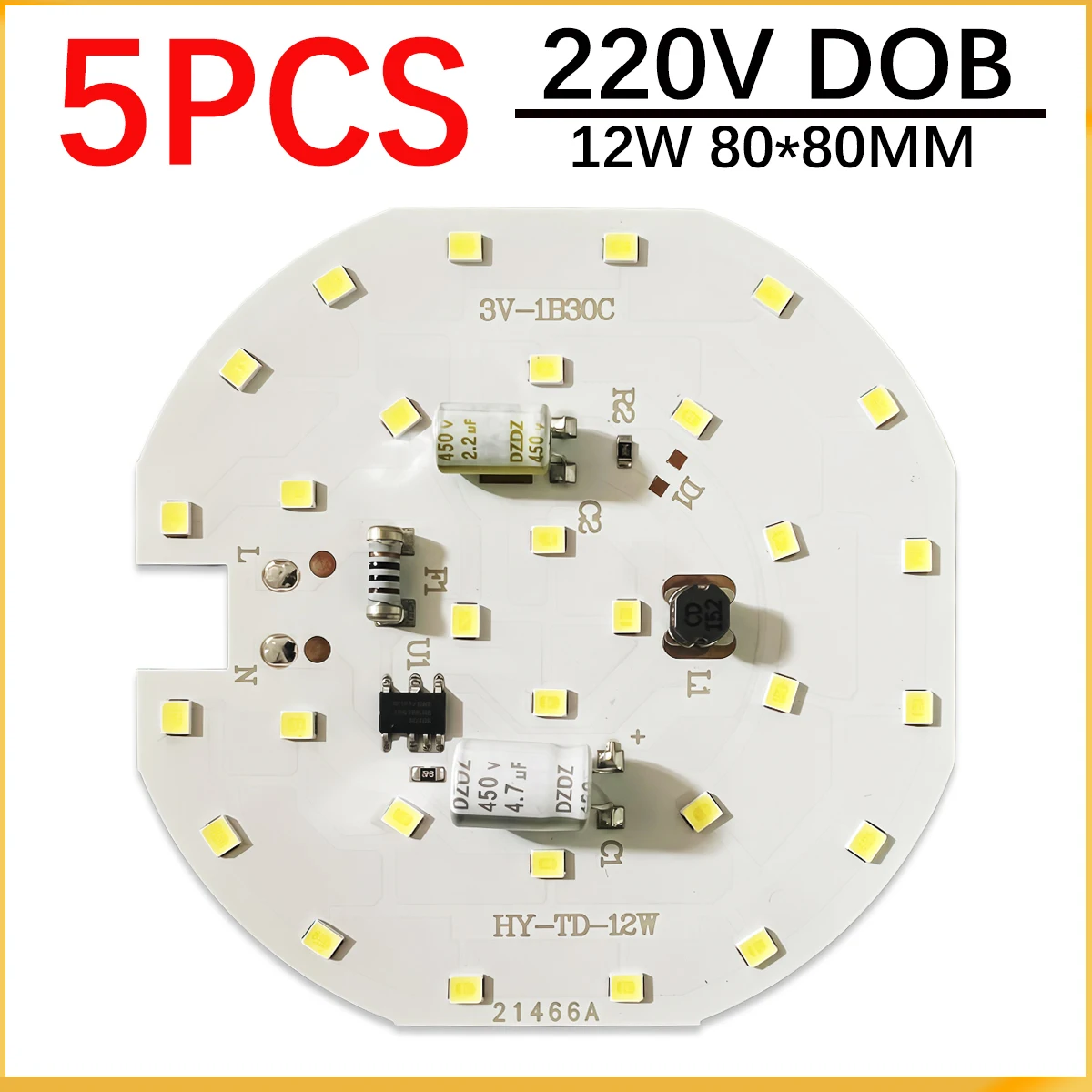 5pcs High Bright 12W LED Light Board White AC220V No Need Drive SMD ...