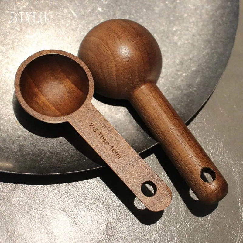 Coffee-Bean-Spoon-Walnut-With-Grams-15g-10g-Coffee-Powder-Spoon-Solid ...