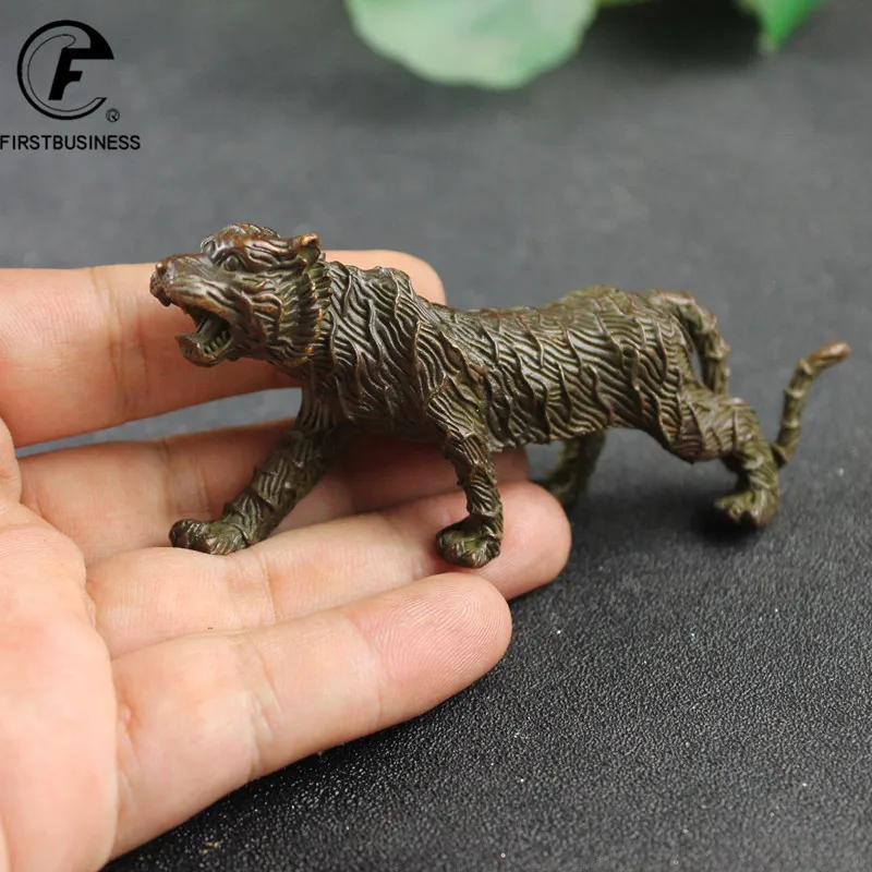 Solid Brass Big Tiger Statue Desktop Ornament Tea Pet Gold Color Animal ...