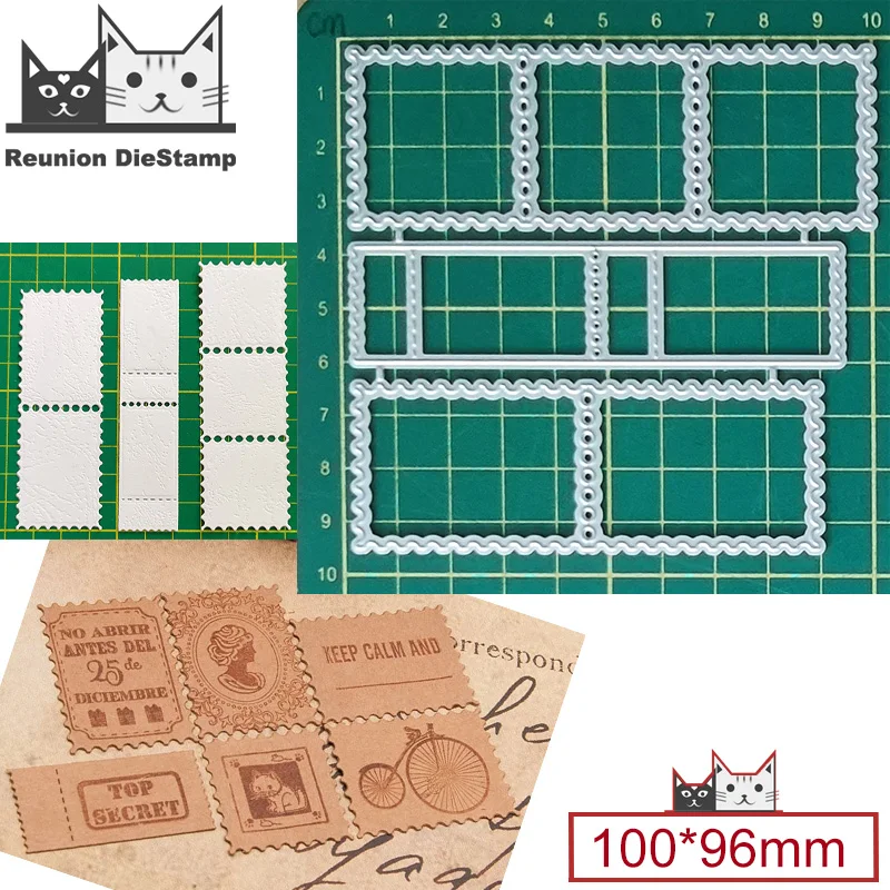 Dies Scrapbooking Rectangle Stitch Postage Stamp Frame METAL CUTTING ...