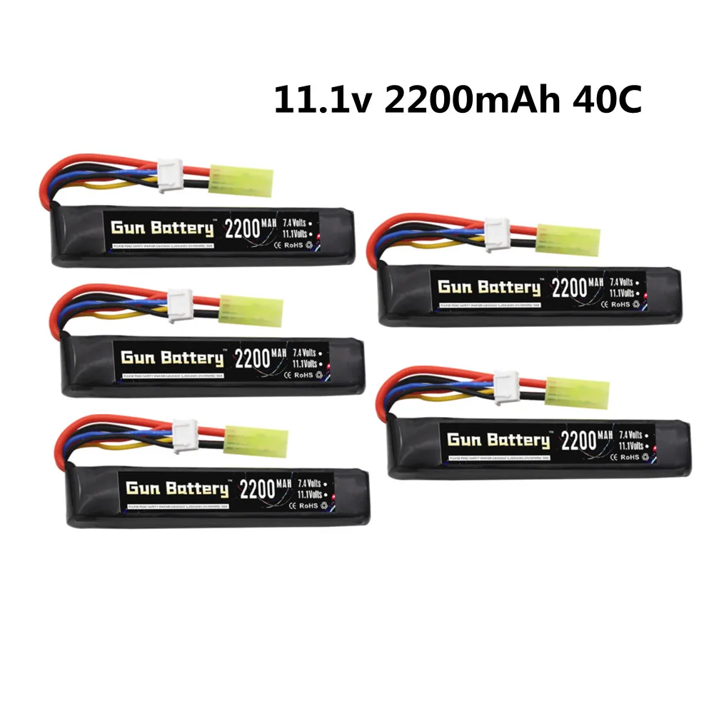 103mm 11.1V 2200mAh Lipo Battery for Water Gun 3S battery for Mini ...