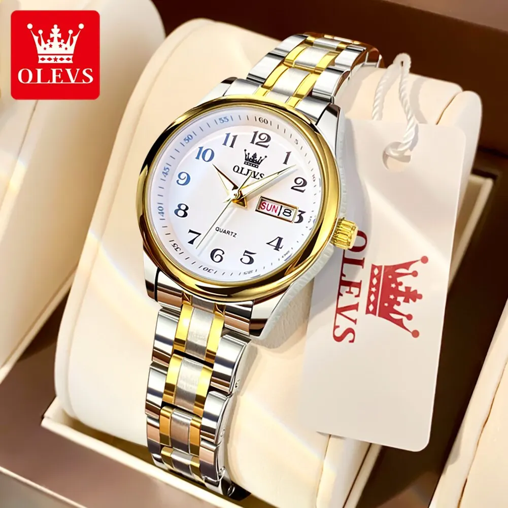 OLEVS-Luxury-Quartz-Watch-for-Women-Elegant-Stainless-Steel-Watch ...