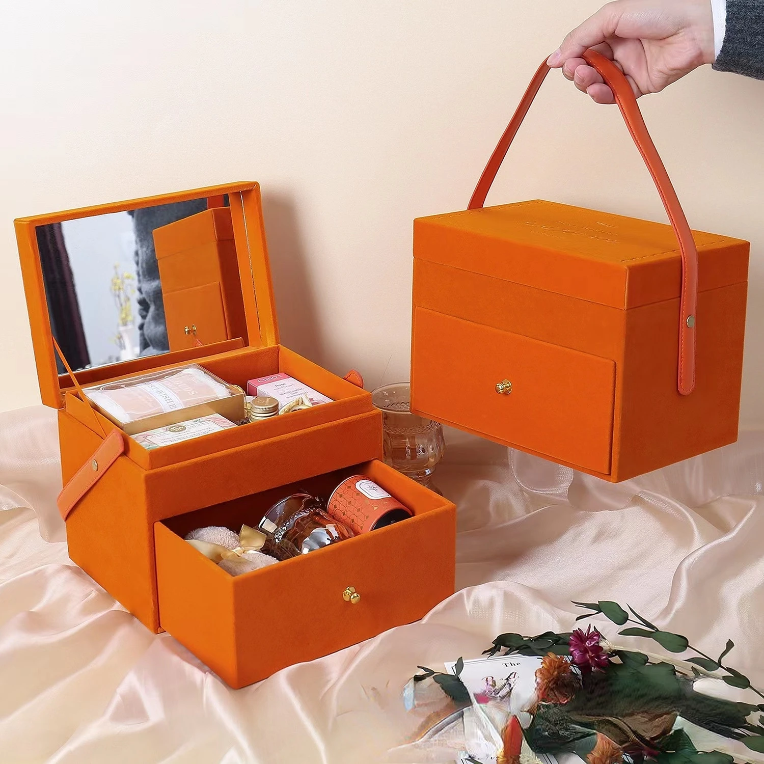 Makeup-Storage-Gift-Box-Packaging-Premium-Large-Portable-Double-Layer ...