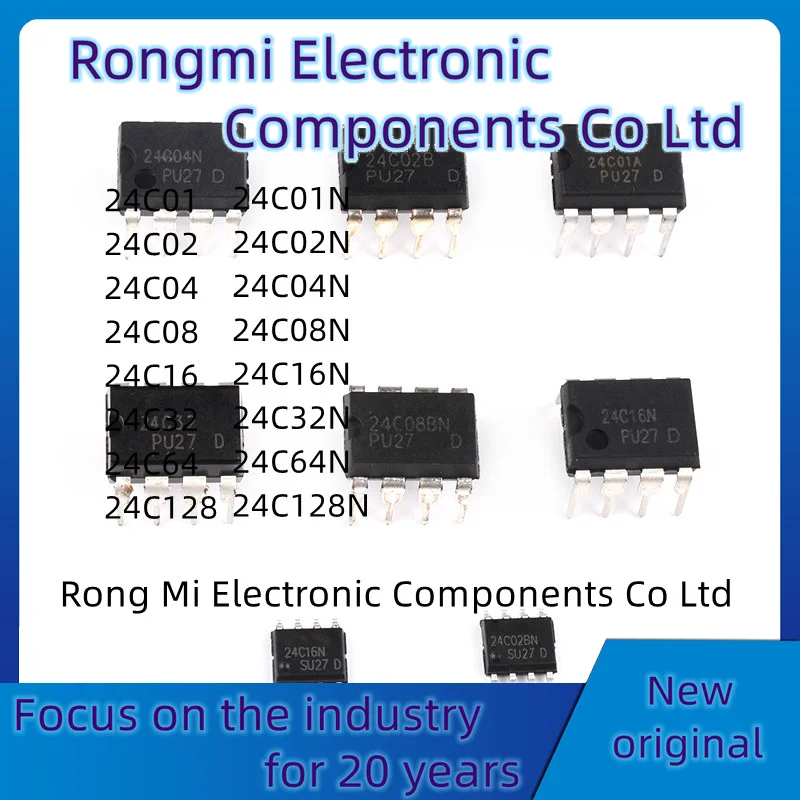 10pcs-AT-24C01-24C02-24C04-24C08-24C16-24C32-24C64-24C128-24C01N-24C02N ...