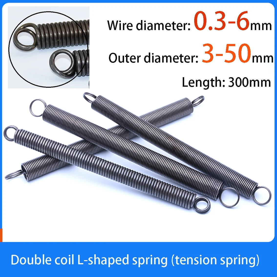 1PCS-Wire-Diameter-0-3-6mm-Carbon-Steel-Tension-Spring-L-shaped-Double ...