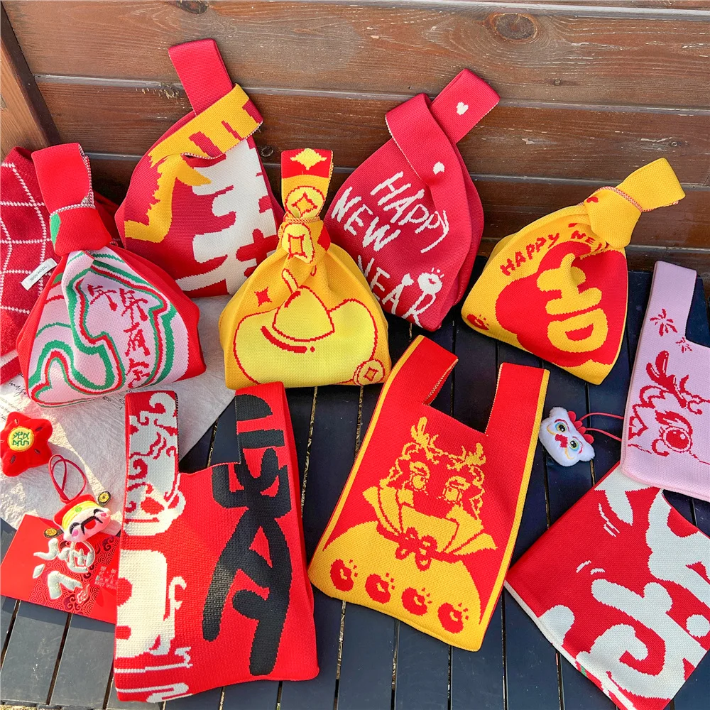 Chinese-Style-Loong-Red-Auspicious-Festival-Knitted-Handbag-Female ...