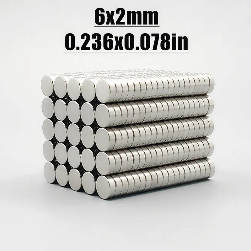Round 20/50/100/200Pcs 6x2 Neodymium Magnet 6mm x 2mm N35 NdFeB Super ...