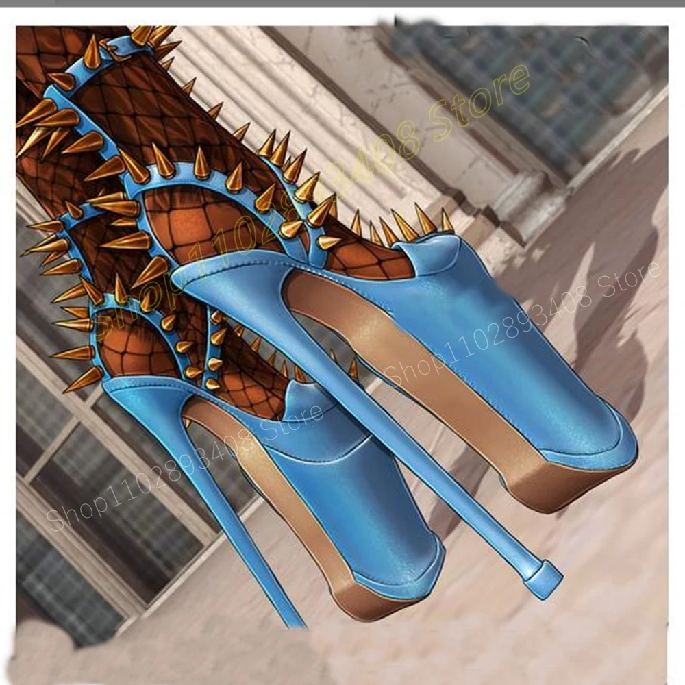 Sky-Blue-Sexy-Rivets-Platform-Sandals-Extreme-Stiletto-High-Heel-Buckle ...