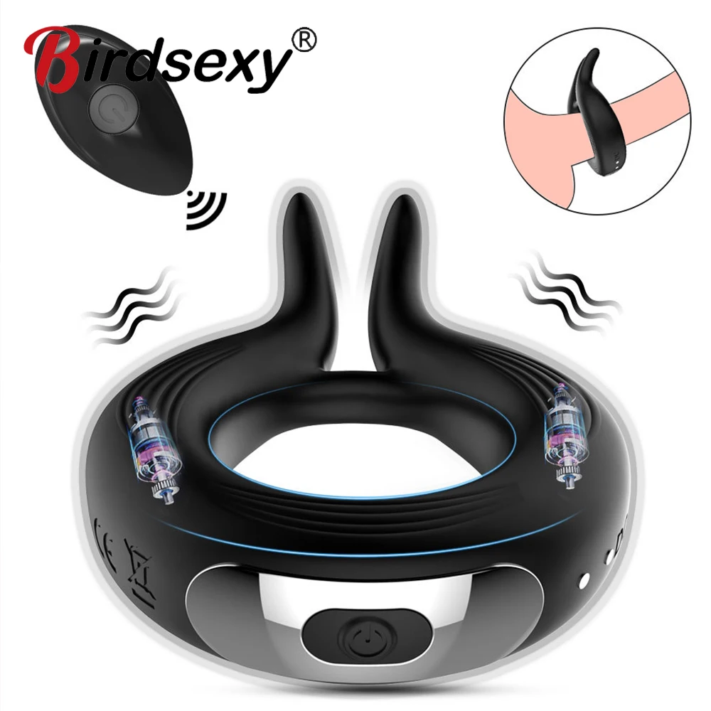 Wireless Remote Control Cock Ring Vibrator 10 Speeds Penis Rings Vibrator for Men Penis Massager ...