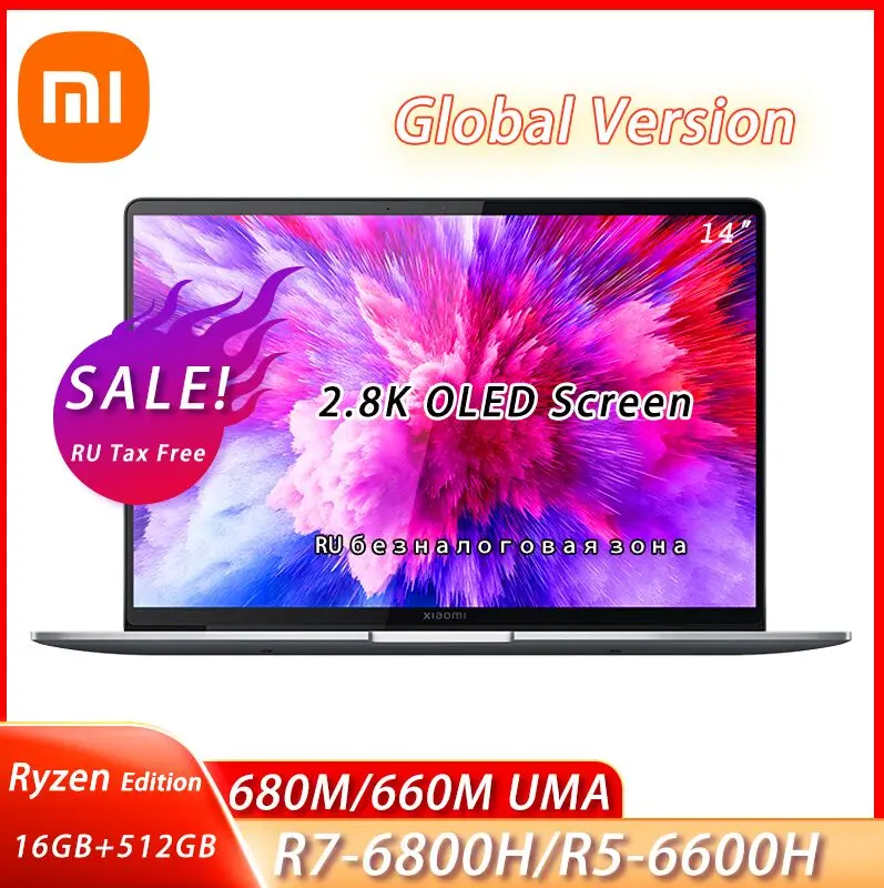 2022 Xiaomi Book Pro 14 Laptop Ryzen R5 6600H/R7 6800H AMD Radeon 680M/660M Graphics 14 inch 2 ...