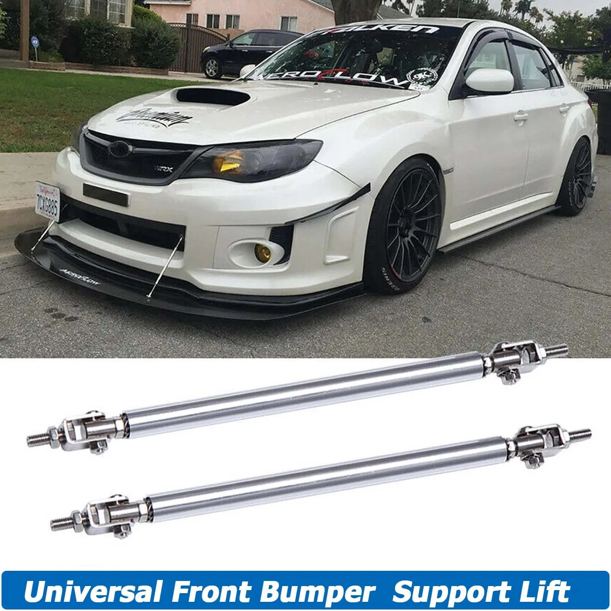 2pcs Universal Front Rear Bumper Lip Splitter Strut Rod Tie Support Bar ...