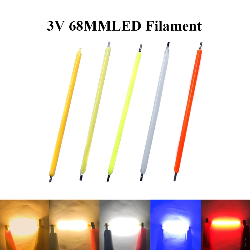 10pcs-68mm-3v-Edison-Bulb-Led-Filament-Lamp-Parts-Led-Bead-Incandescent ...