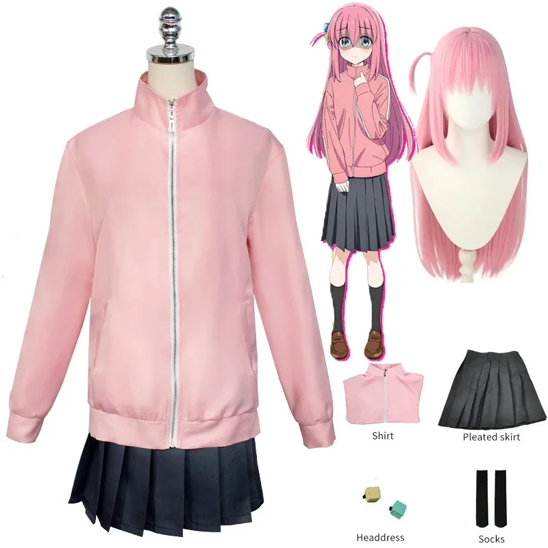 Hitori-Gotoh-Cosplay-Anime-Costume-Bocchi-The-Rock-Pink-Jackets-Skirt ...