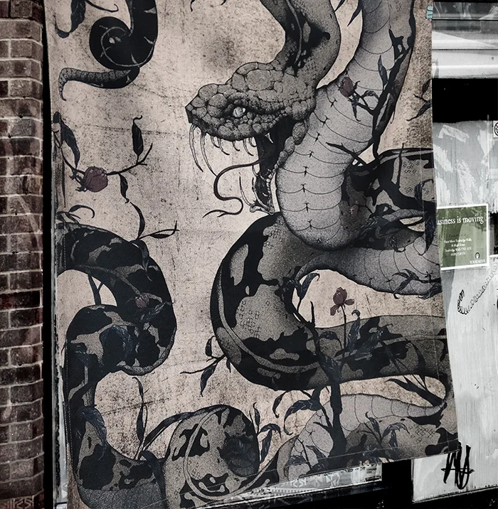 Gothic Dark Snake Tattoo Cotton and Linen Hanging Cloth Satan ...