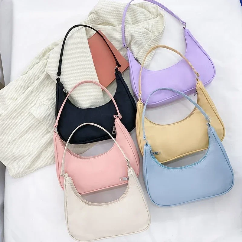 Fashion-Nylon-Single-Shoulder-Bag-for-Women-Summer-Simple-Solid-Color ...