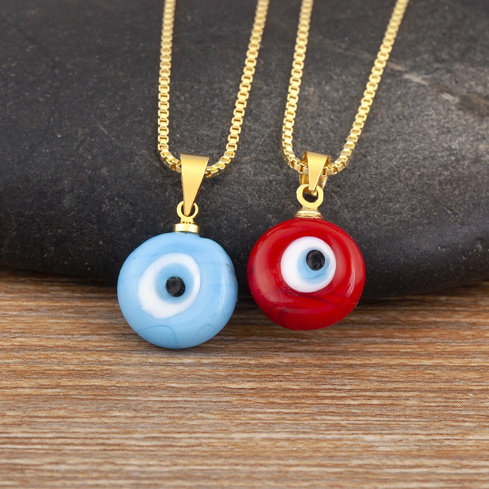 High-Quality-Disk-Shape-Evil-Eye-Charm-Pendant-Necklace-For-Women ...