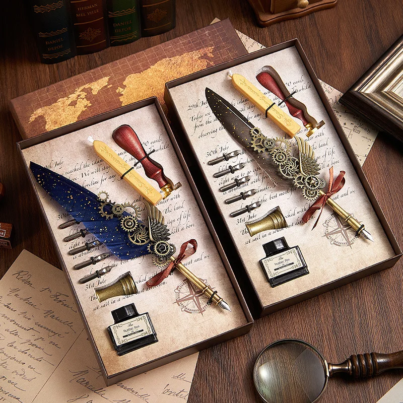 Creative-Vintage-Calligraphy-Feather-Pen-Vintage-Dip-Dipping-Pen-Set ...