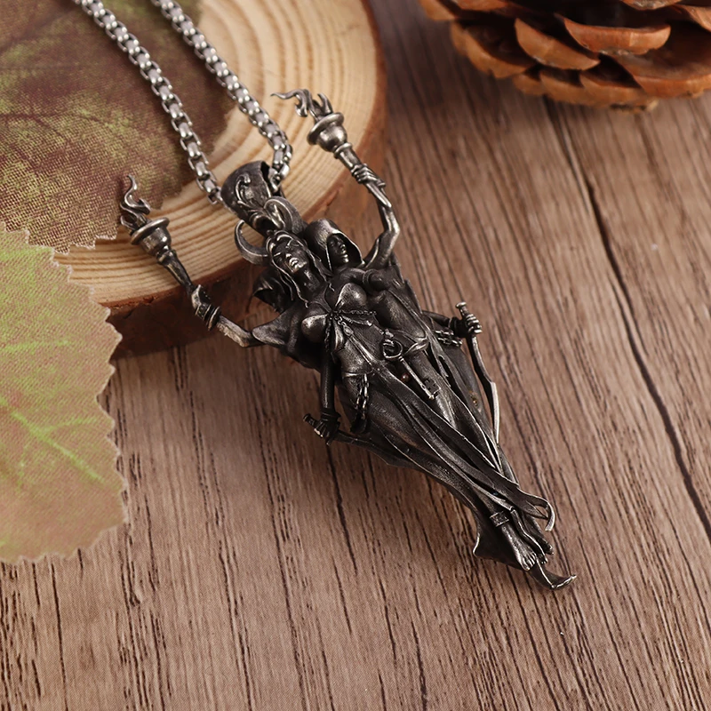 Exquisite-Gothic-three-headed-Siamese-witch-swordsman-pendant-necklace ...