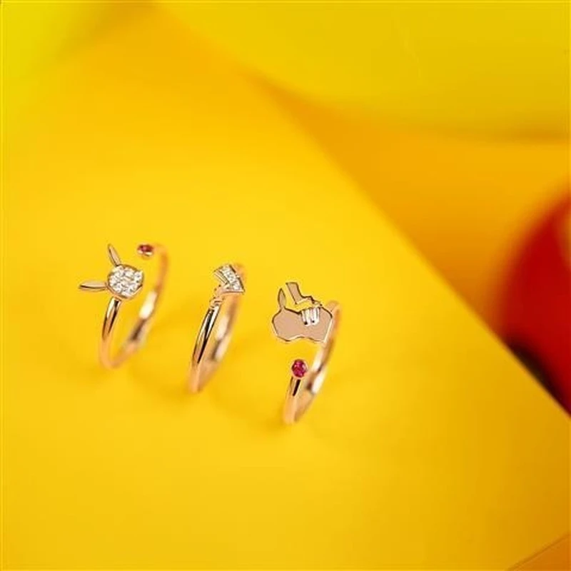 Anime Pokemon Pikachu Ring Pure Silver Treasure Dream Adjustable Size ...