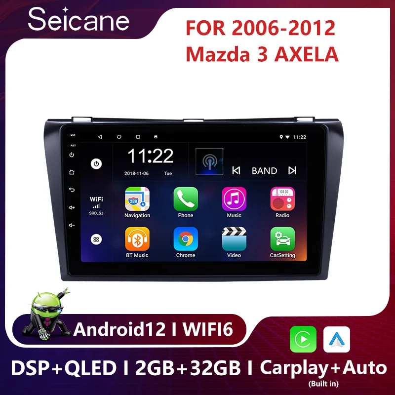 Seicane 2 Din 9" Android 12 Multi touchScreen Radio GPS Navigation for ...