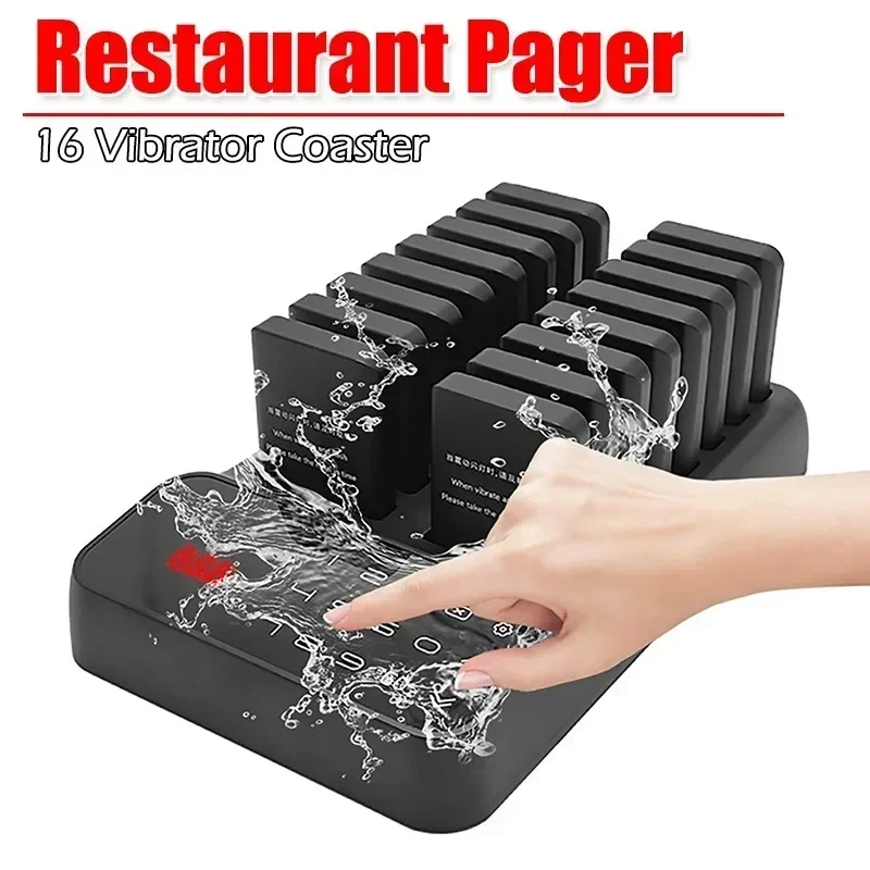 Restaurant-Pagers-System-16-Vibrator-Coaster-Buzzer-Receiver-Waterproof ...