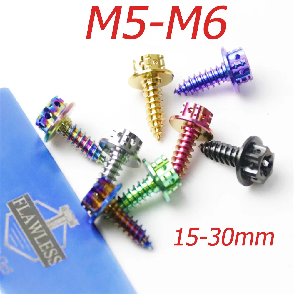 FLAWLESSTI-M5-15-25-Gr5-Titanium-Bolts-Air-Filter-Bodywork-Self-Tapping ...