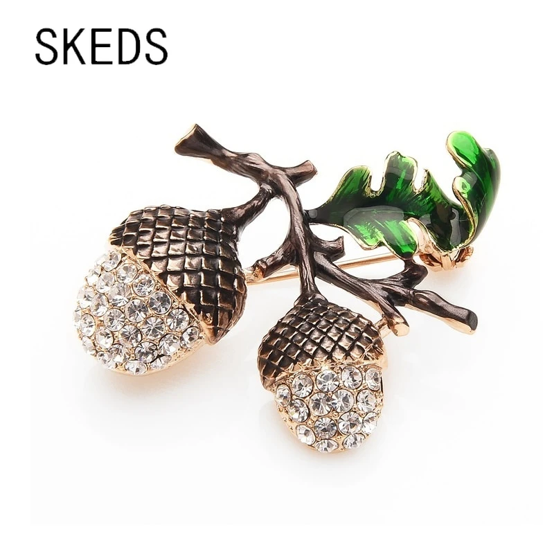 SKEDS Fashion Rhinestone Pine Tower Enamel Pinecone Brooches Men Women's Alloy Plants Weddings ...