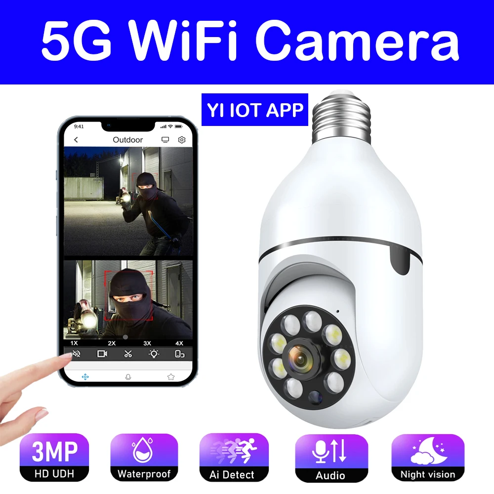 Wifi-E27-Bulb-Surveillance-Camera-Smart-Home-3MP-4X-Digital-Zoom-AI ...