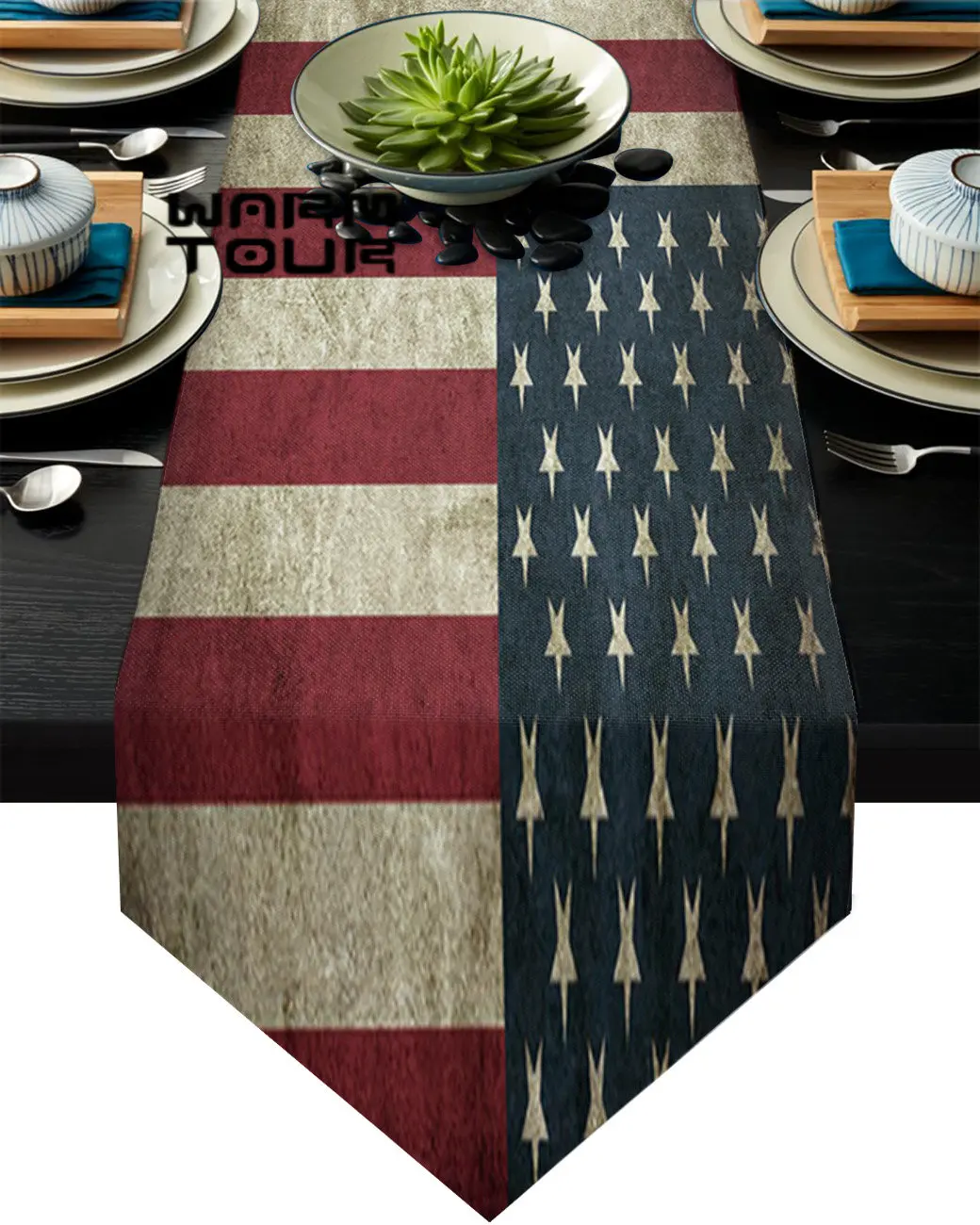 Modern Table Runner Vintage American Flag Table Runners for Dinner ...