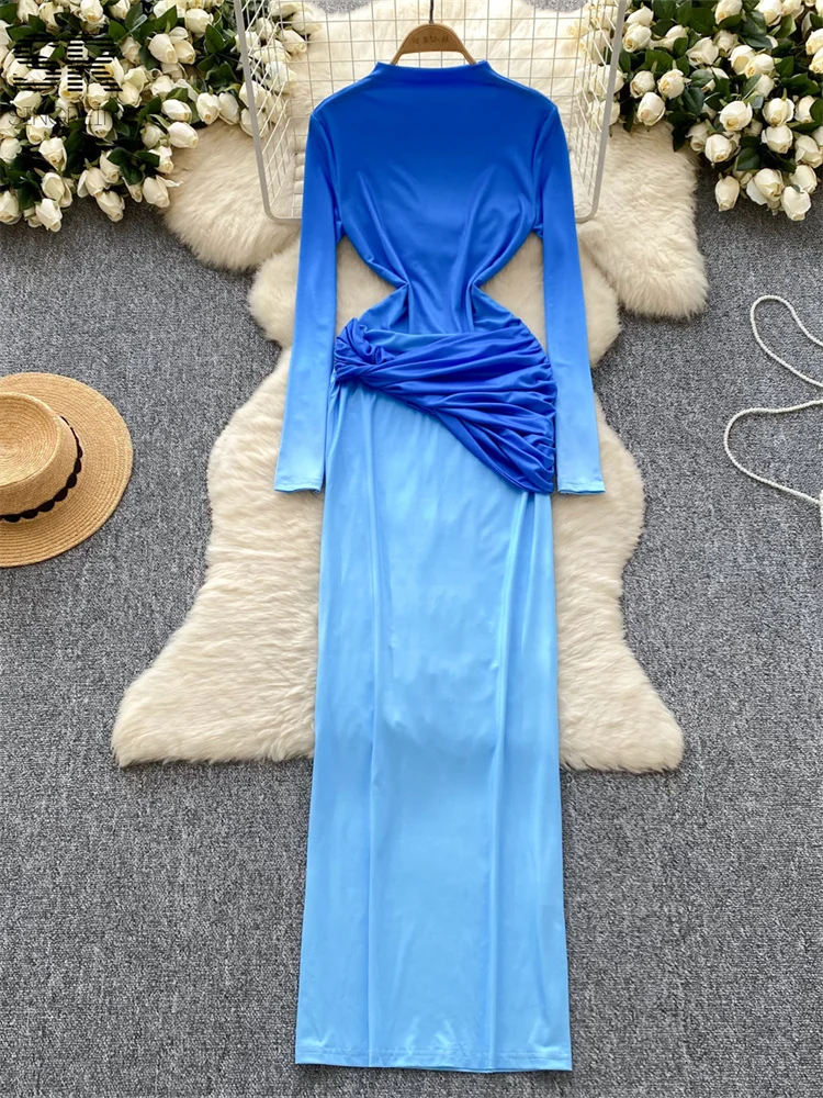 SINGREINY-Autumn-Sexy-Gradient-Dresses-Women-Long-Sleeve-O-Neck-2024 ...