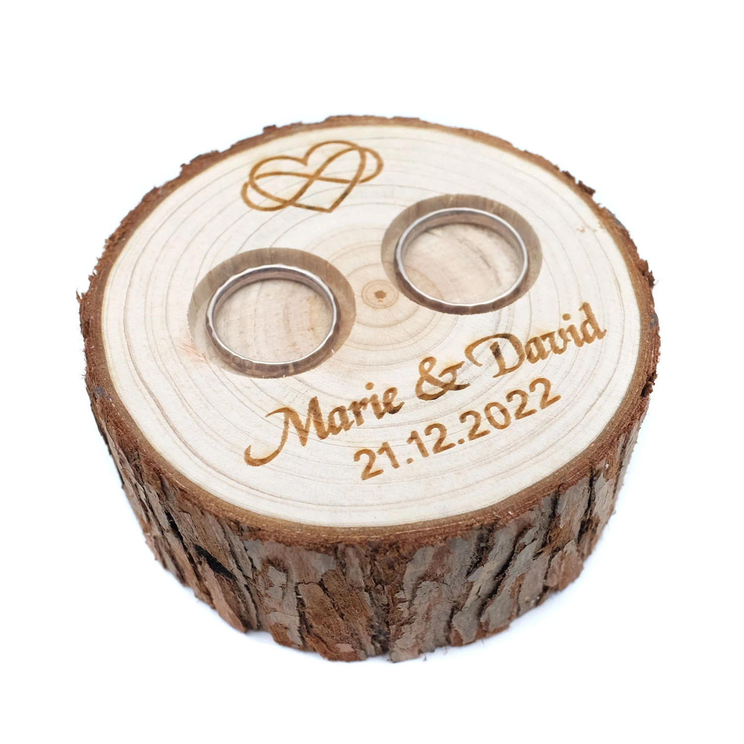 Personalized Wedding Ring Box Rustic Engraved Wooden Ring Bearer Custom ...