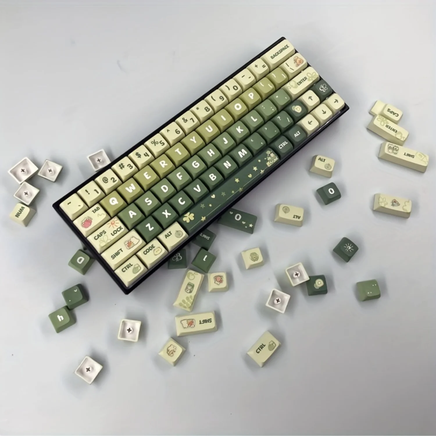 133-Keys-Light-Green-Keycaps-PBT-Thermal-Sublimation-XDA-for-61-64-68 ...