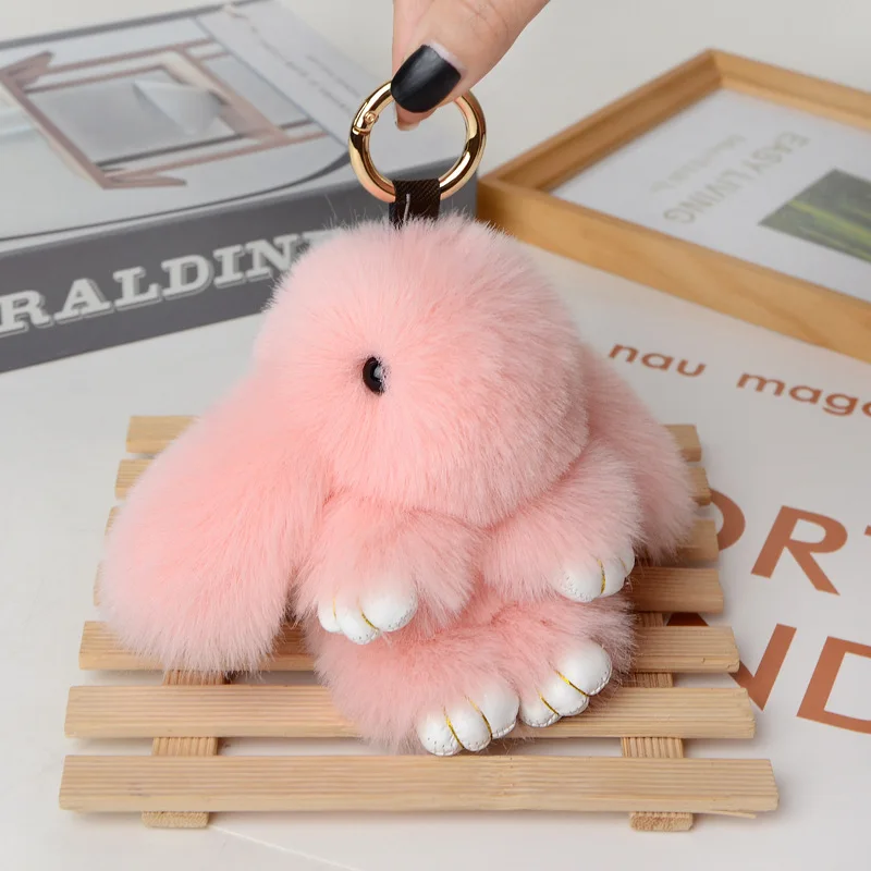2024-Multicolor-Rabbit-Keychain-Ring-Fluffy-Real-Fur-Pompon-Bunny ...