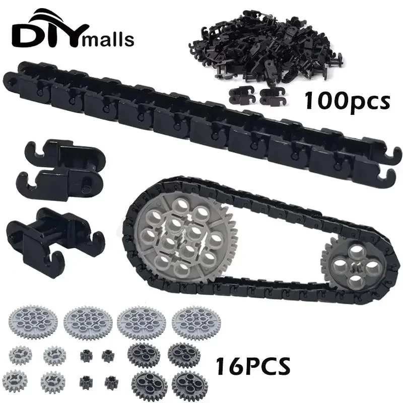 100pcs Technical Gear Set Link Chain Bricks Gears Set Parts 3711 14696 ...
