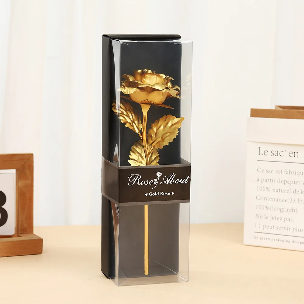 Colorful Gold Foil Plated Rose Artificial Flowers Girl Friend Valentine ...